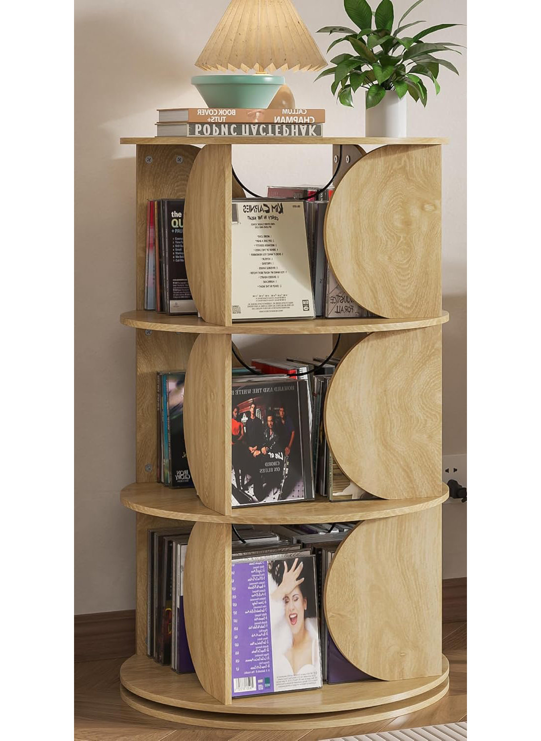 Millwood Pines 360° Rotation Turntable Stand with 3-Tier Vinyl Record ...