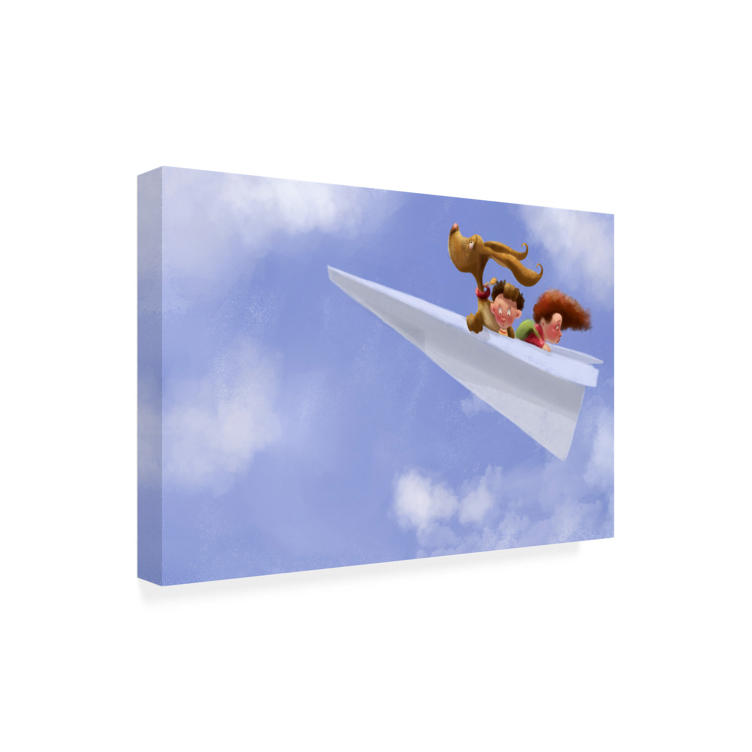 Ebern Designs Paper Plane Ride On Canvas by Mary Manning Print | Wayfair