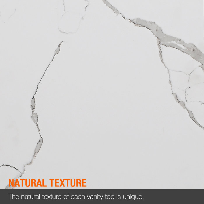 PROOX 60'' Quartz Single Vanity Top with Sink and 3 Faucet Holes | Wayfair