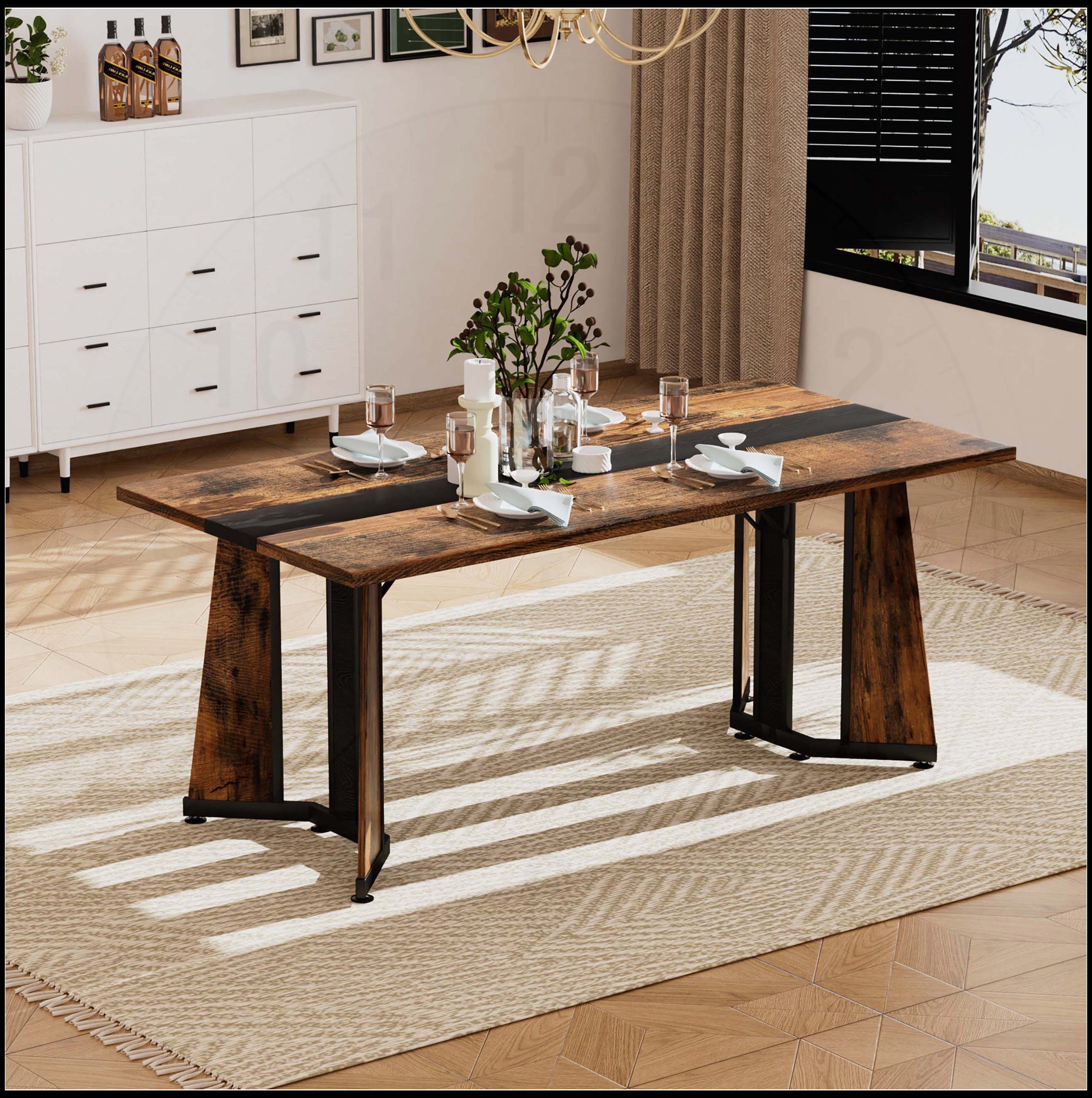 Millwood Pines 70.9'' Rectangular Large Dining Table, Waterproof and ...