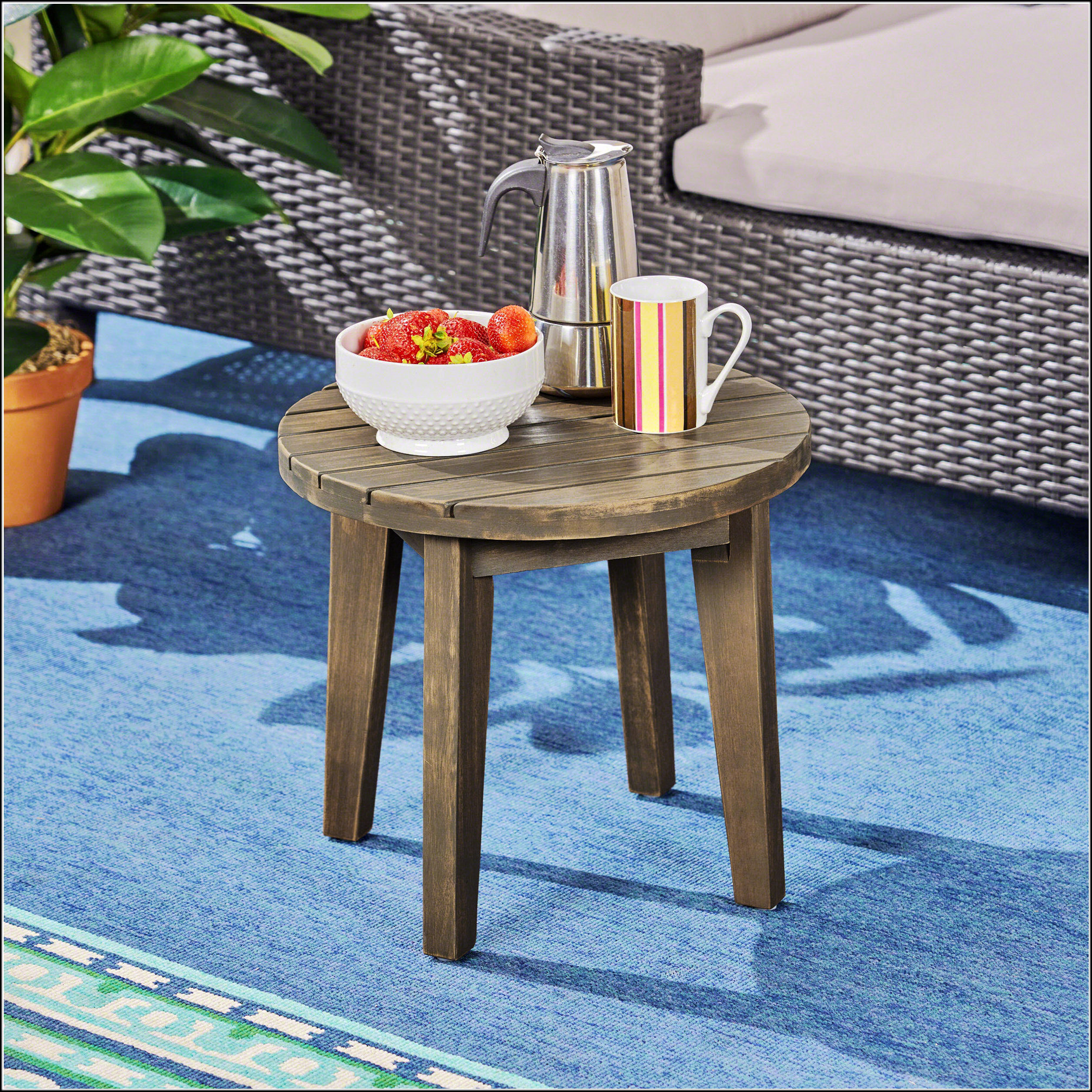 Gracie Oaks Charming Acacia Wood Outdoor Side Table For Stylish Patio ...