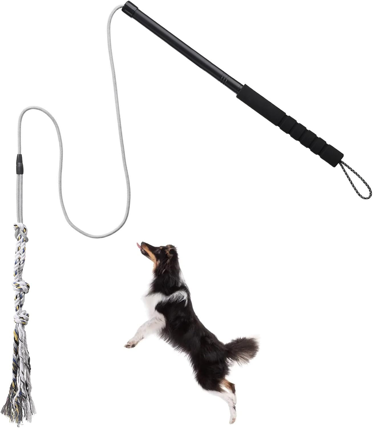 HIBAMSTOR Flirt Pole For Small Medium Dogs,Interactive Chase And Tug Of ...