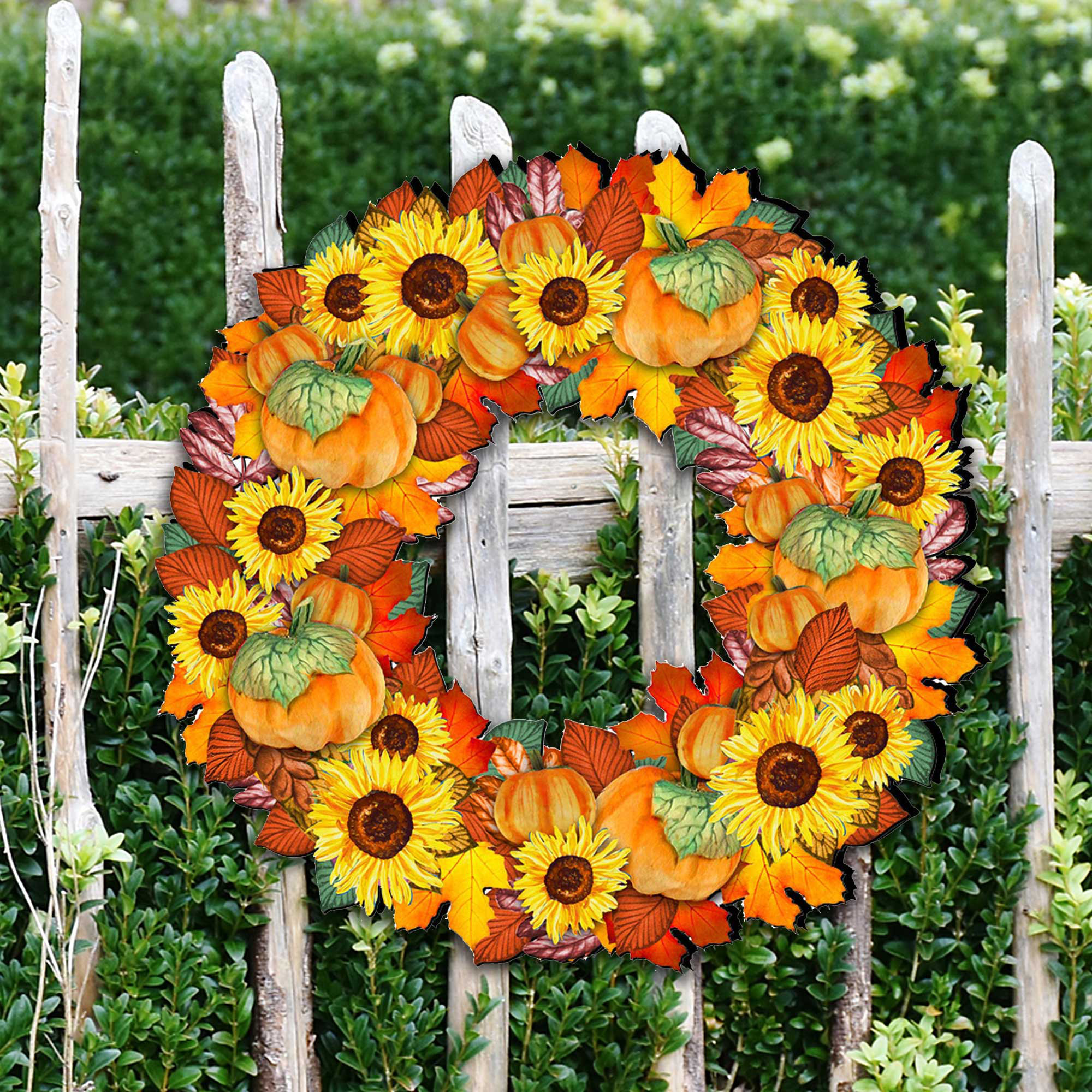 The Holiday Aisle® Tiburon Flower Fall Wreath Figurine | Wayfair