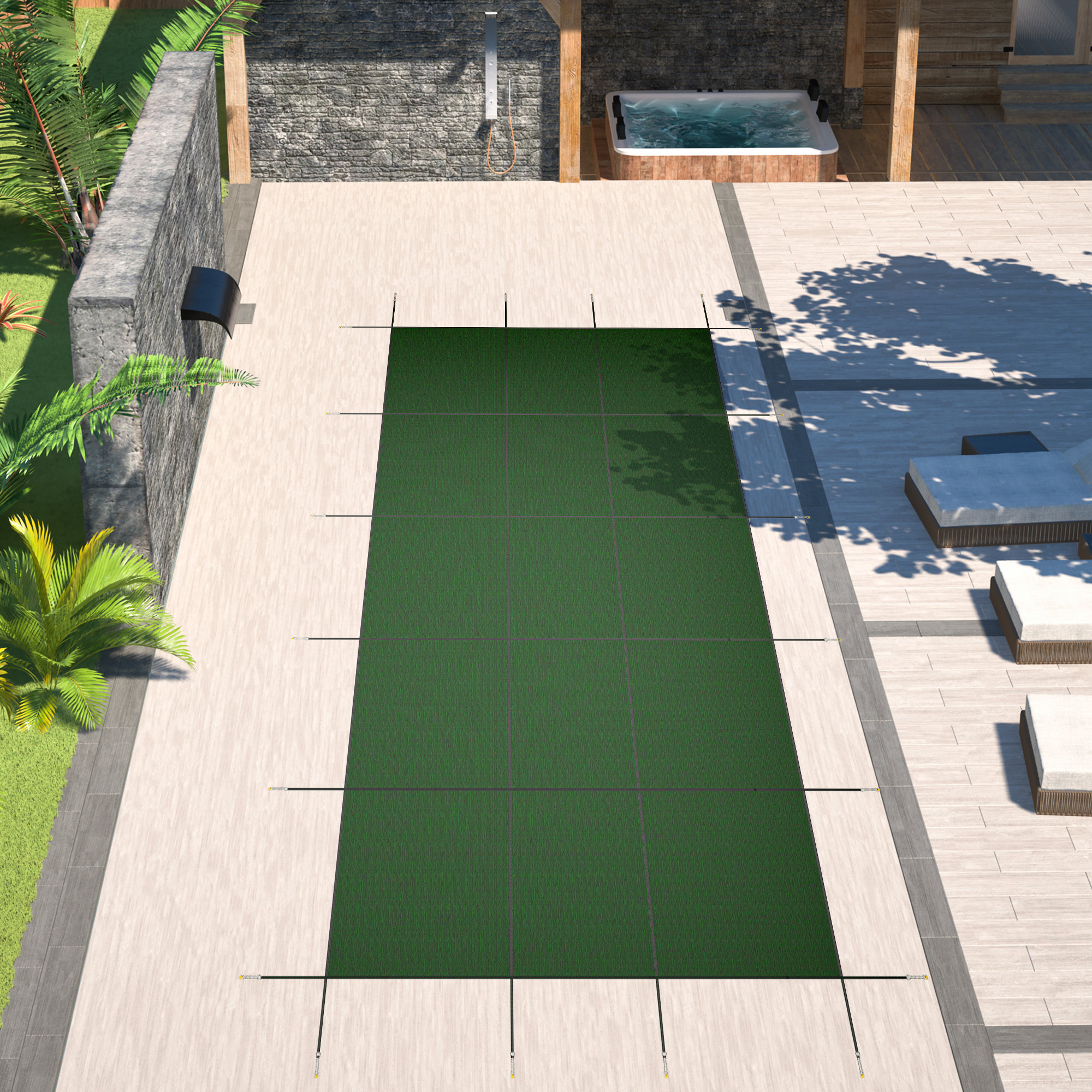 LZBEITEM Inground Pool Cover Safety Fits Green Winter Pool Cover ...