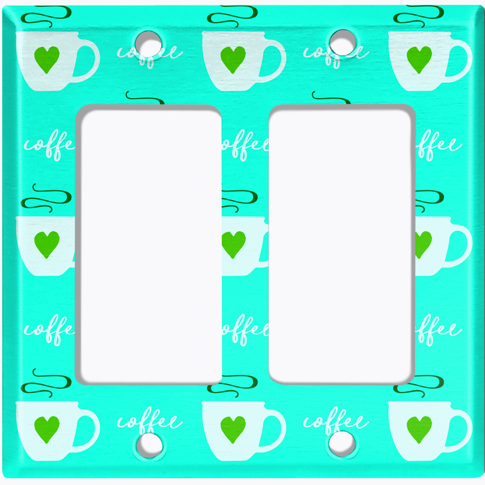 WorldAcc Metal Light Switch Plate Outlet Cover (Coffee Cups Green ...
