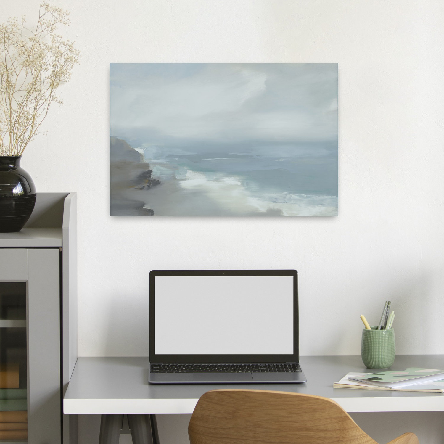 Dovecove Seaside Blue Ethereal Abstract Coastal Art | Wayfair