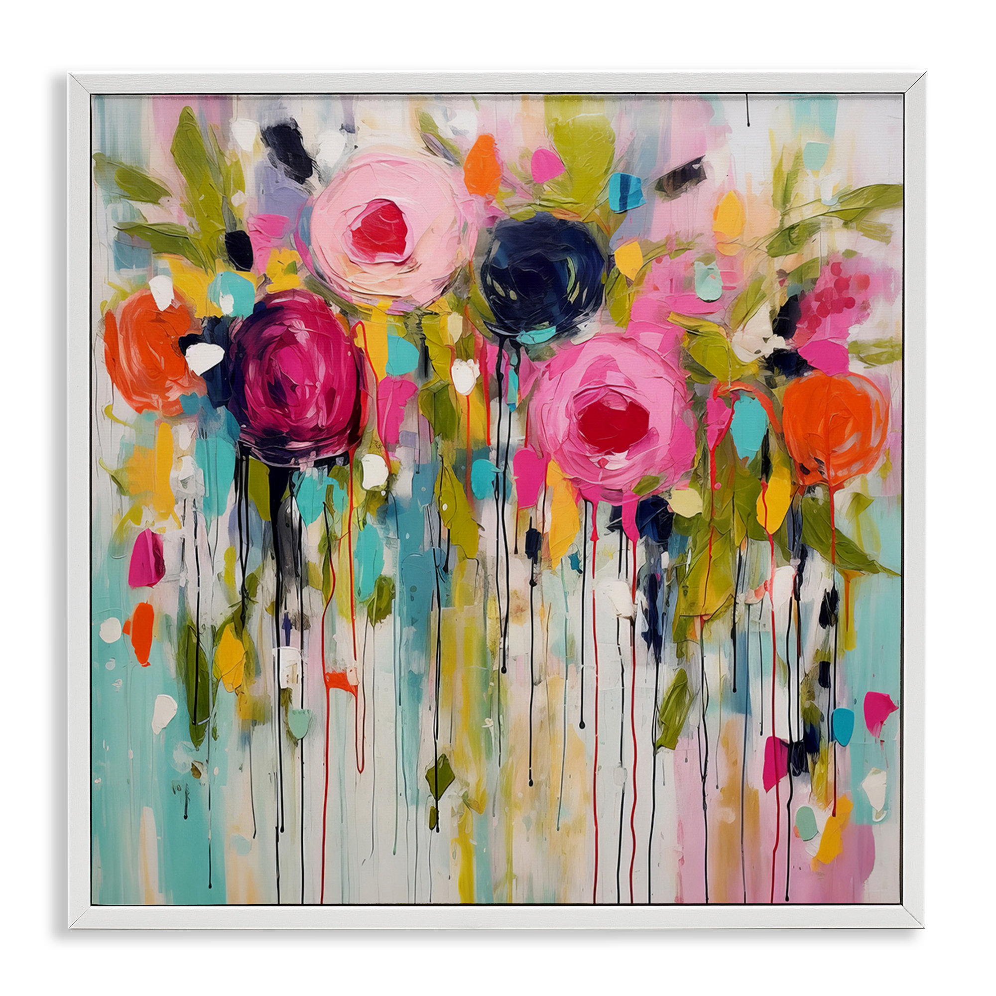 Dakota Fields Paint Drip Roses Framed Giclee Art by Irena Orlov | Wayfair