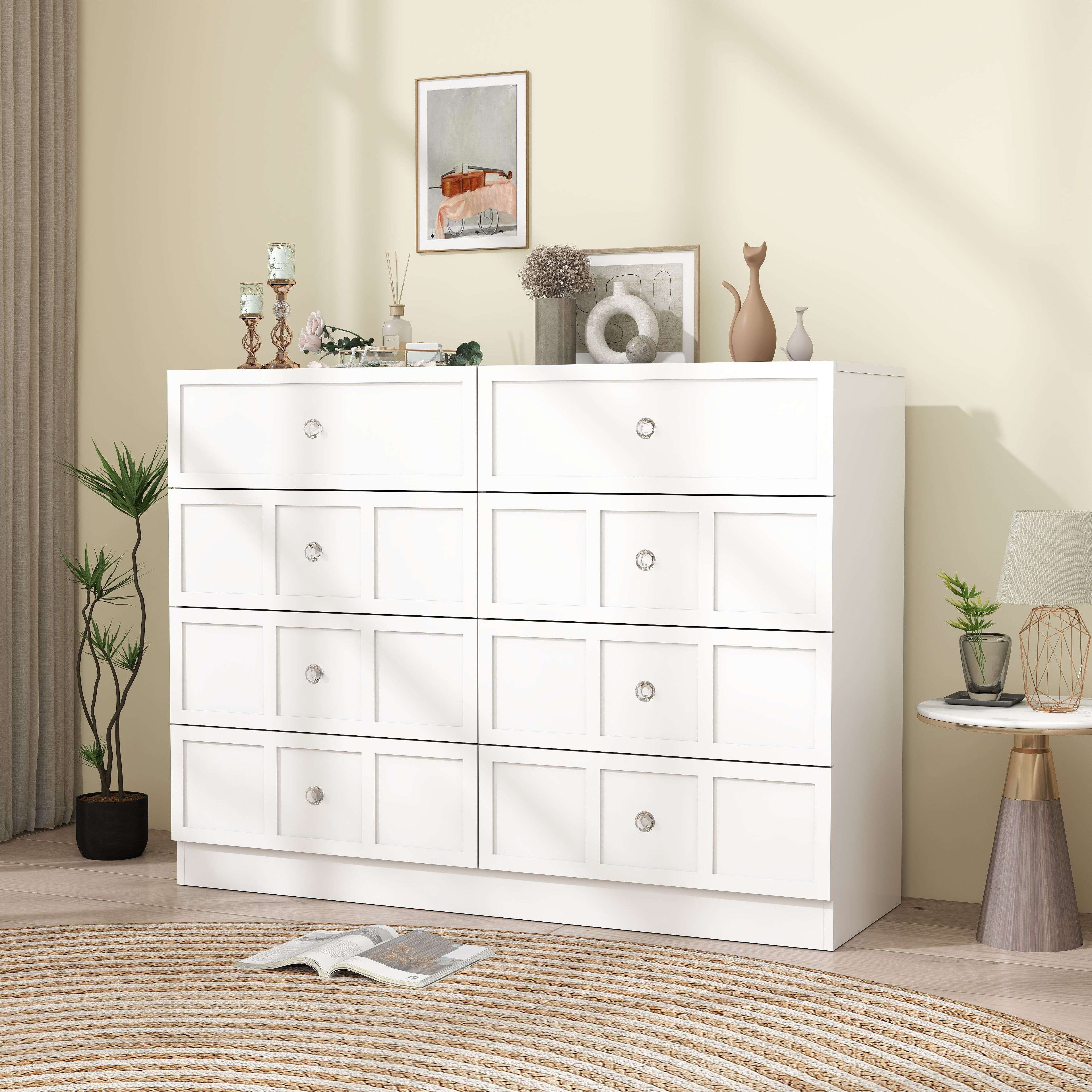 Latitude Run® Bedroom Dressers With 8 Drawers: 47" Wood Dressers For ...
