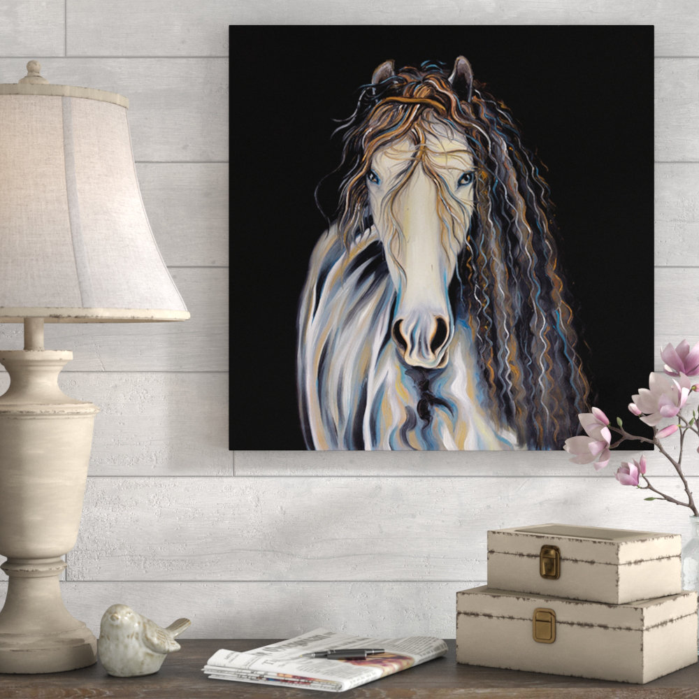 August Grove 'Horse with Curly Mane' Oil Painting Print on Wrapped ...