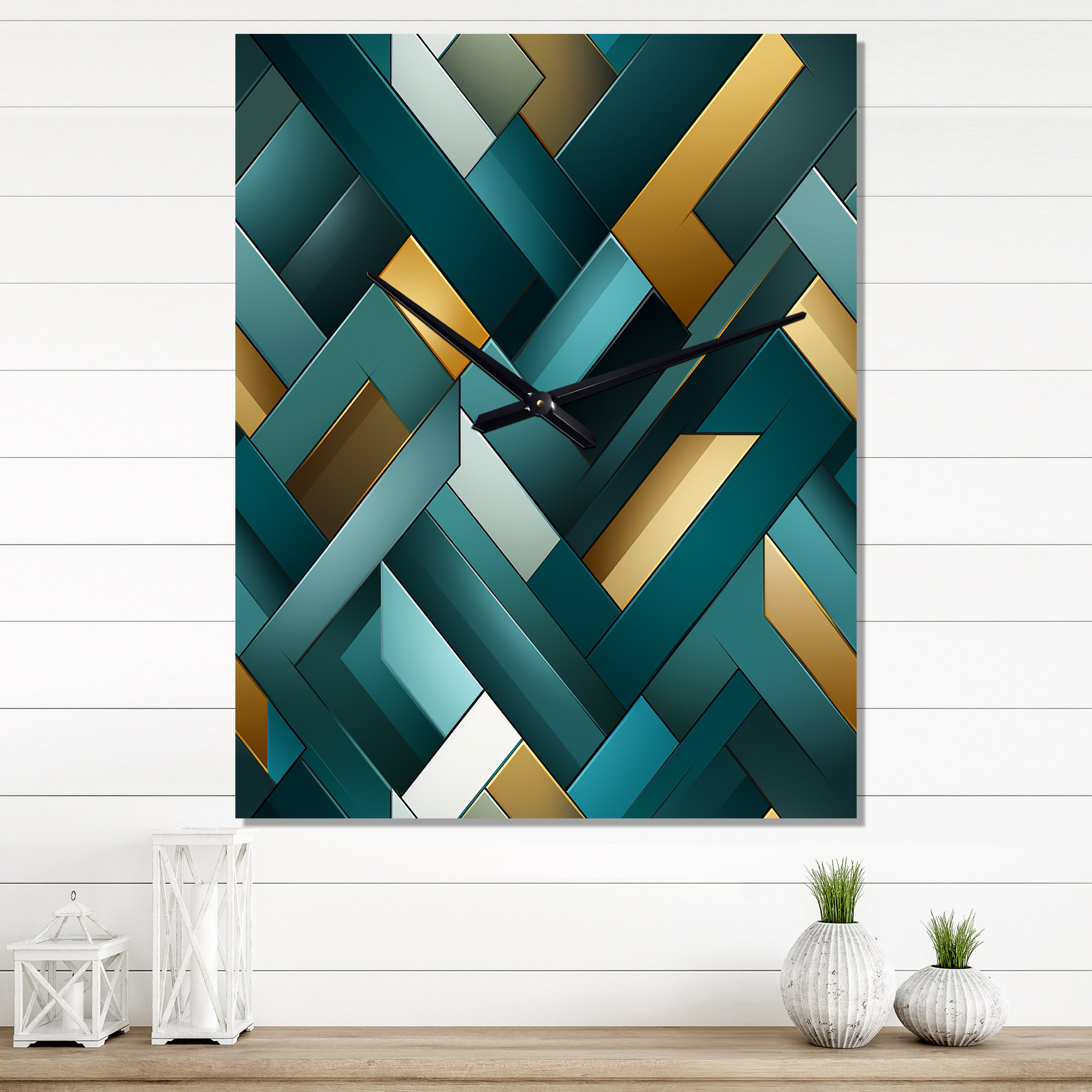 East Urban Home Modern Geometric Tiles I - Modern Wall Clocks | Wayfair