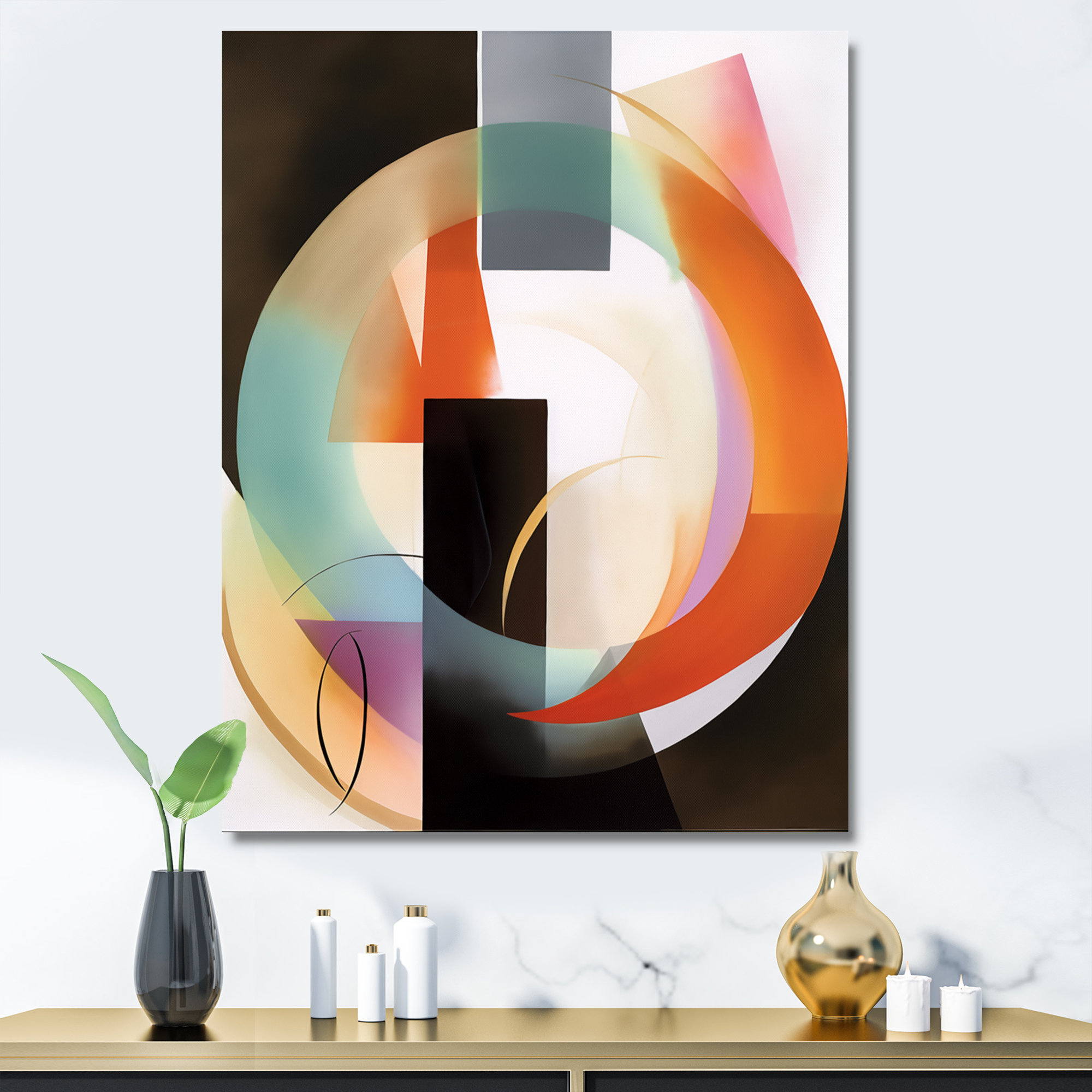 Ivy Bronx Orange Geometric Rhythms I - Modern Geometric Wall Decor ...