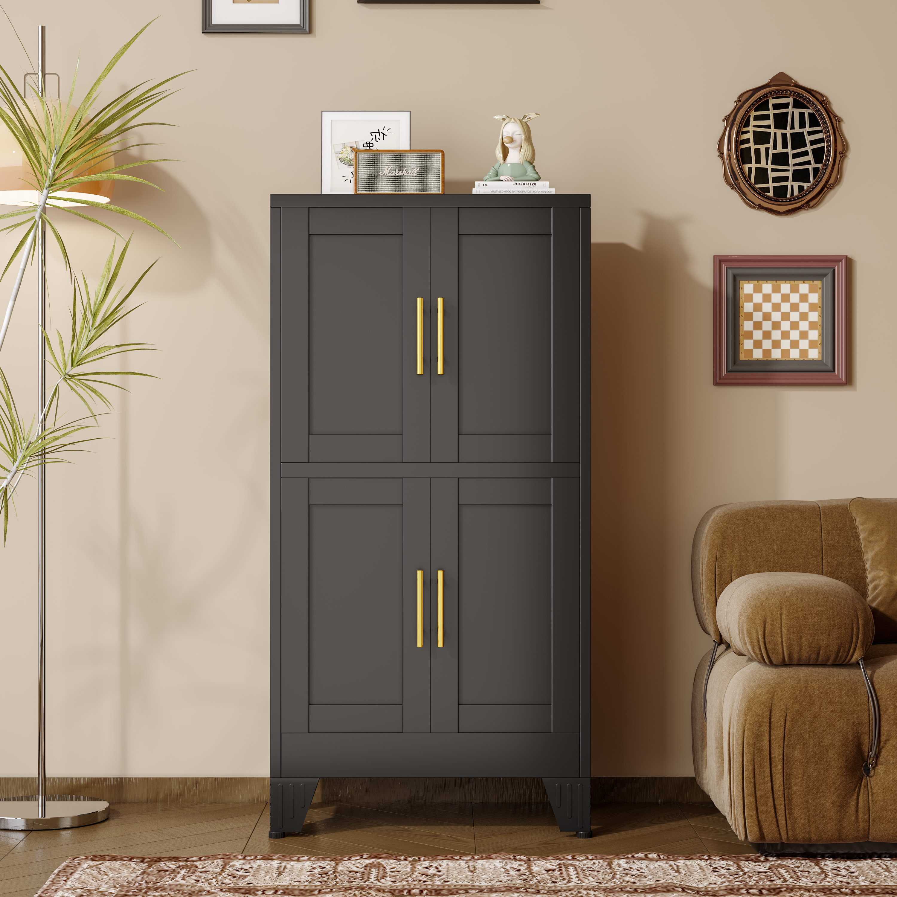 Mercer41 47.25''H Multipurpose Pantry Storage Cabinet With Doors And ...