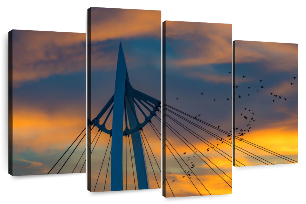 Ebern Designs Nicci Keeper Of The Plains Bridge At Sunset - Wayfair Canada