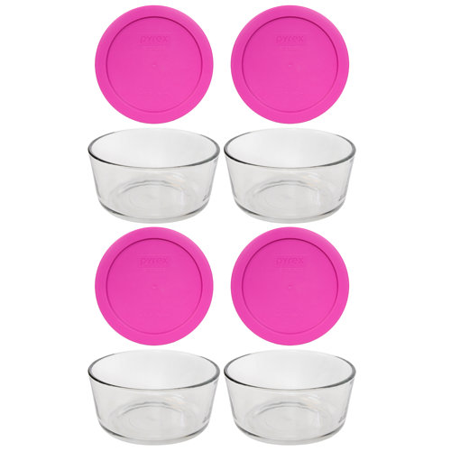 Pyrex (4) 4-Cup Glass Bowls & (4) 4-Cup Lids | Wayfair