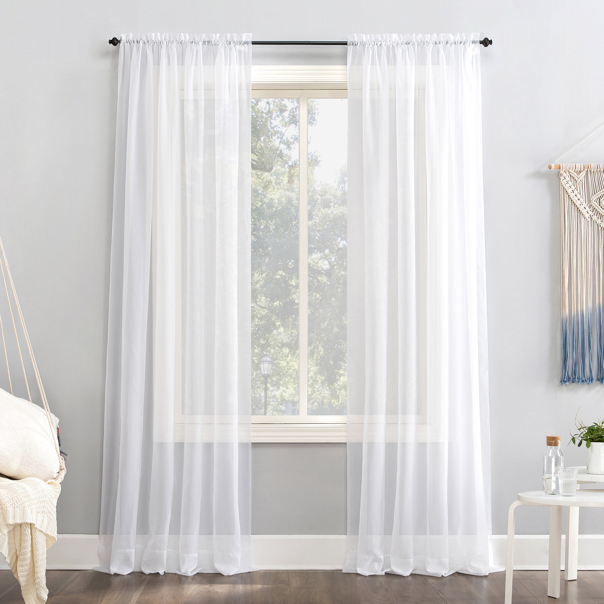 Wayfair Basics® Sheer Rod Pocket Curtain Panel & Reviews | Wayfair
