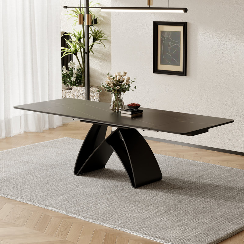 Ivy Bronx 94.5-Inch Extendable Double Leg Dining Table | Wayfair