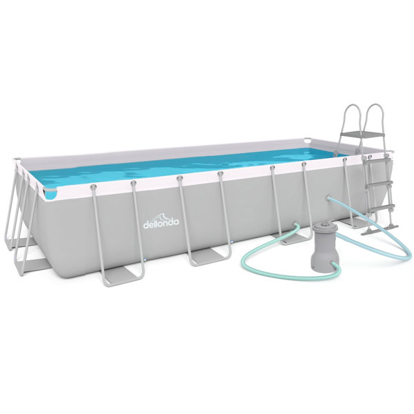 Dellonda Steel Rectangle Frame Set Pool 122cm H x 305cm W x 549cm L ...