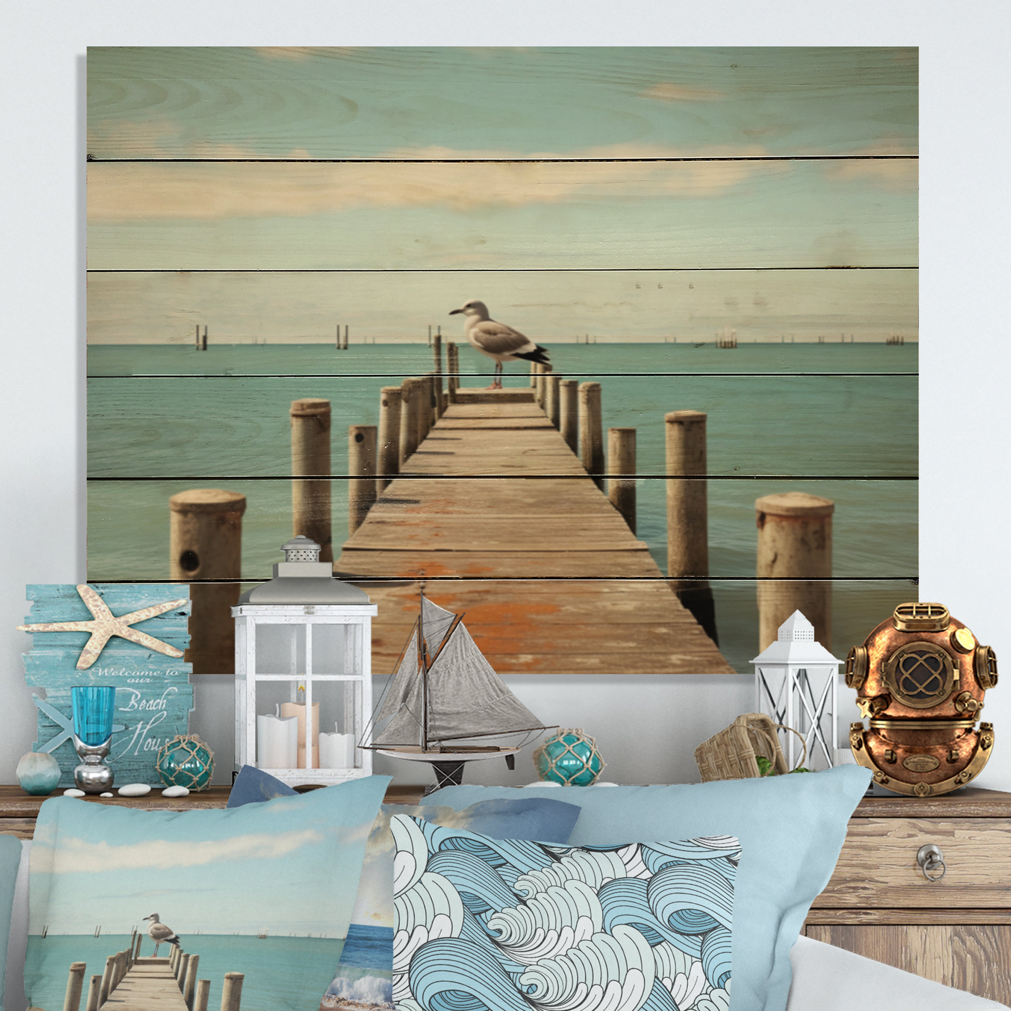 Dovecove Pier Lone Pier III On Wood Print - Wayfair Canada