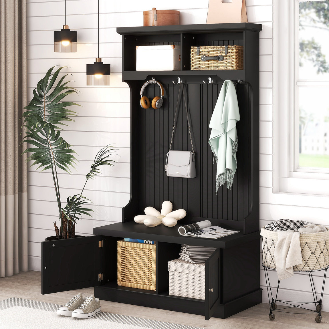 Wildon Home® Hall Tree with Storage Shoe Bench for Entryway and Hallway ...