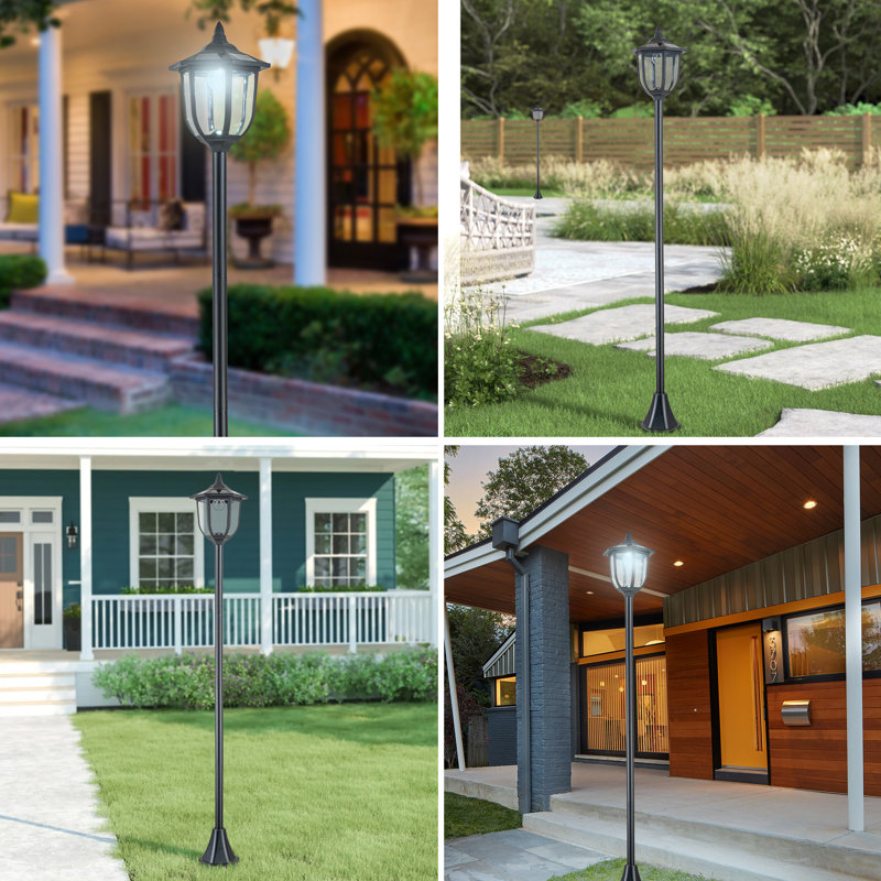 Lark Manor™ Anoushay Black 1 -Light 69.75" H Solar Powered Integrated ...