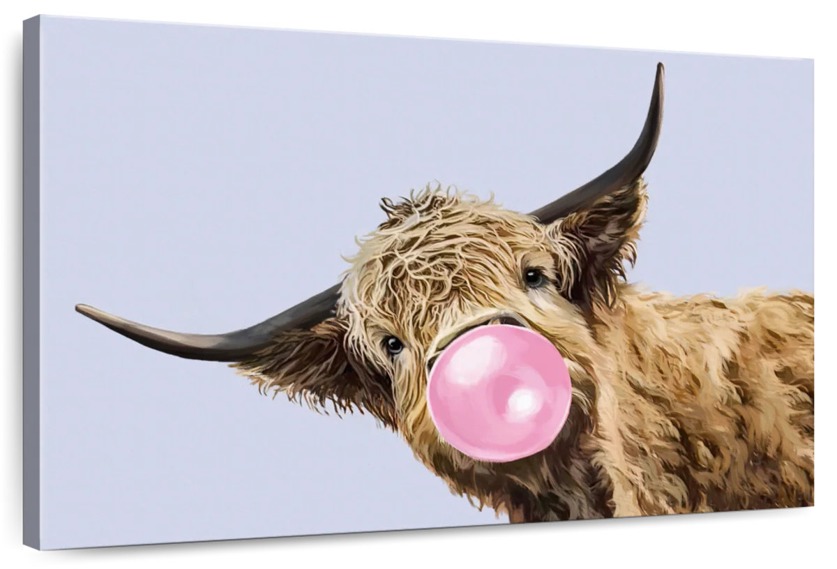 Trinx Bubble Gum Highland Cow | Wayfair