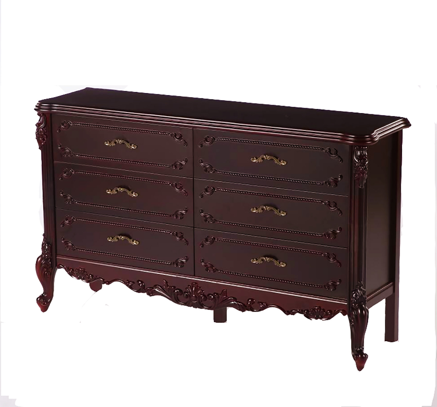 Alcott Hill 6 Drawers Dresser For Bedroom, Retro Wood Chest Of Drawers ...