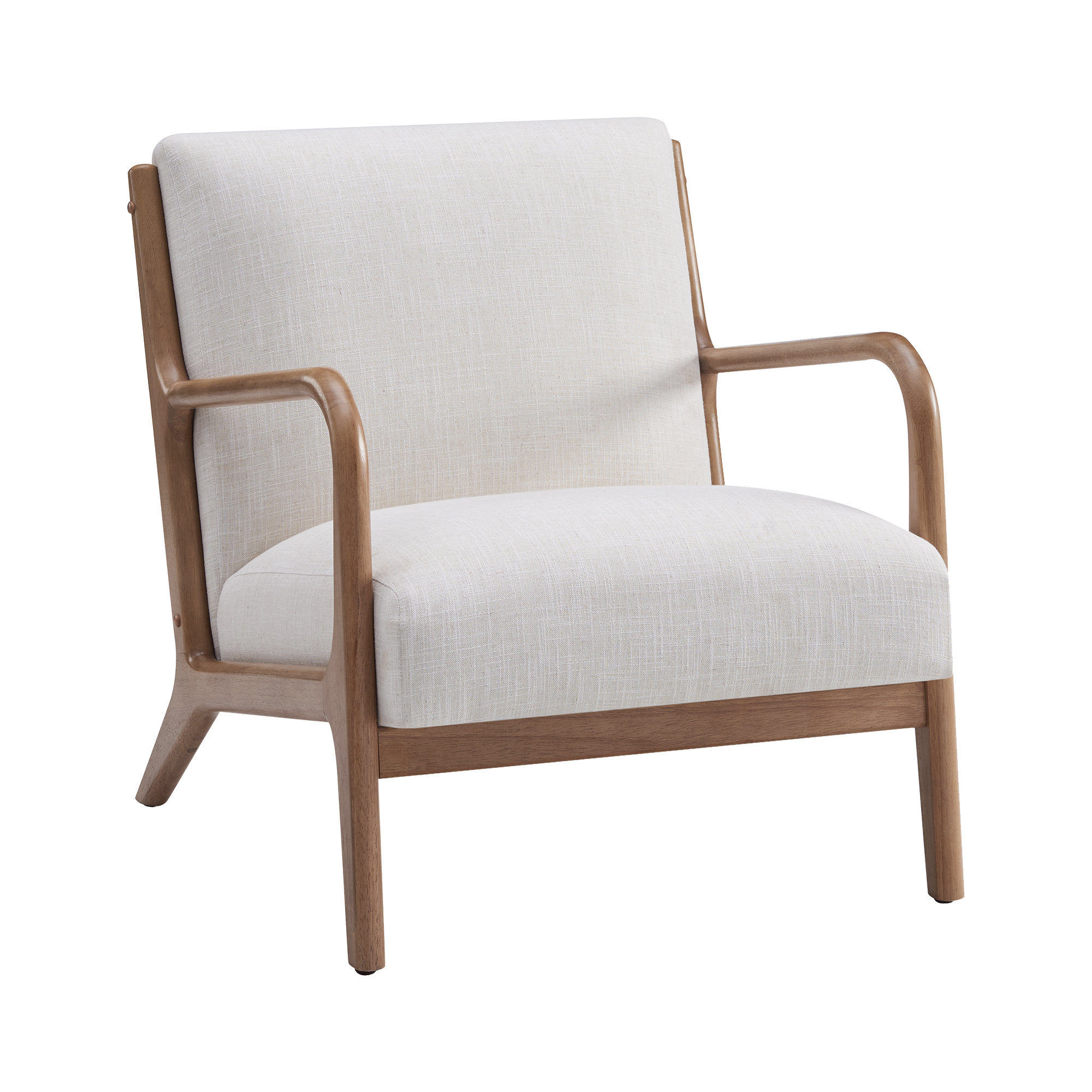 George Oliver Mid-Century Modern Sherpa Wool Accent Chair With Curved ...