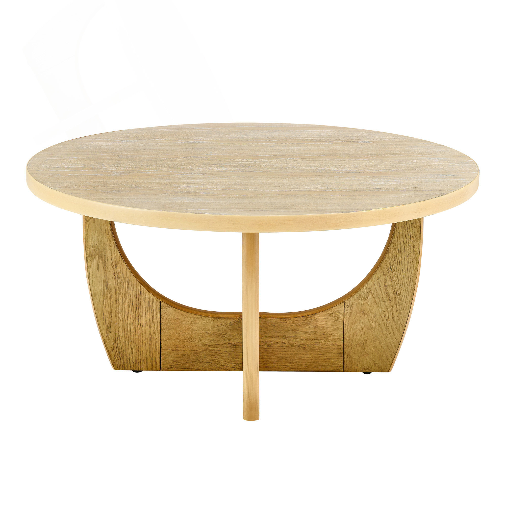 George Oliver 36 Inch Round Wooden Coffee Table With Natural Finish ...