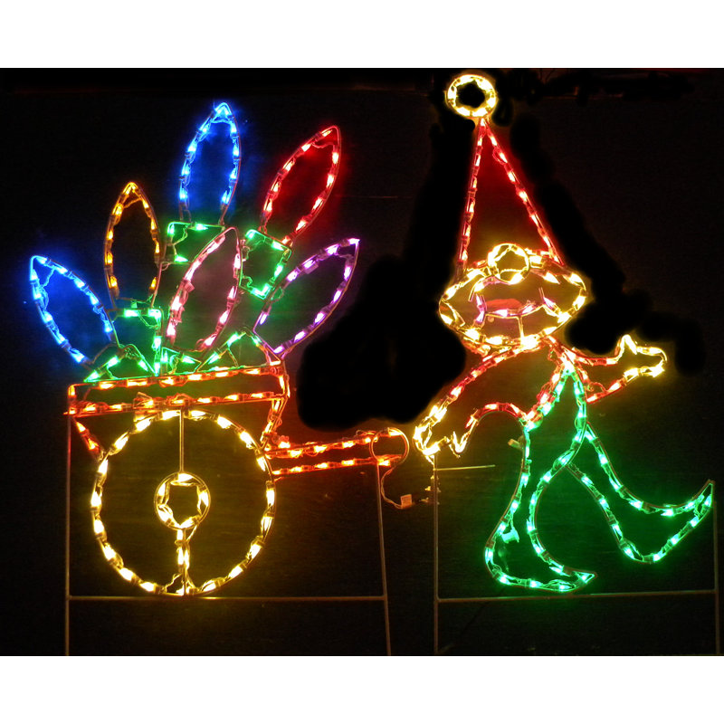 Lori's Lighted D'Lites Elf Pulling Cart of Lights Christmas Holiday ...