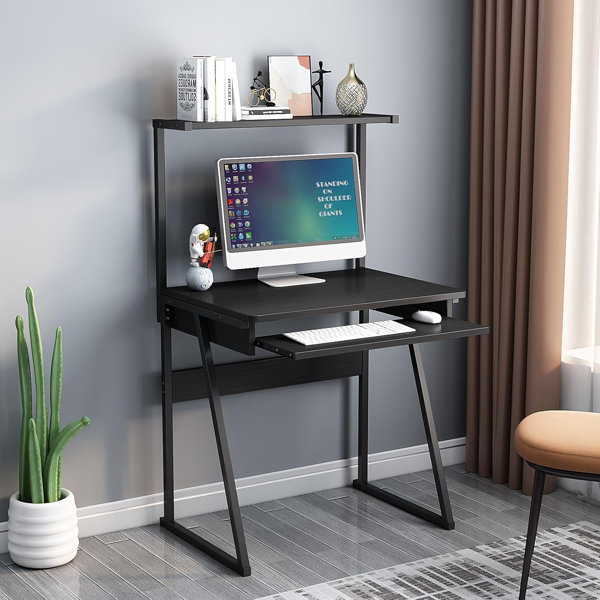 Hokku Designs 2-Tier Computer Desk with Keyboard Tray for Small Spaces ...