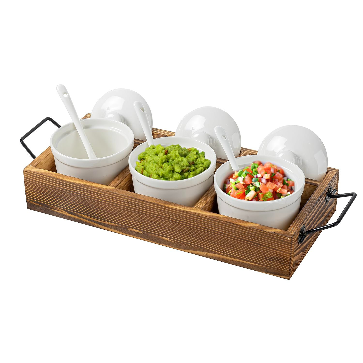 Stack man 10 Piece White Ceramic Condiment Pot Server Set Includes 3 ...