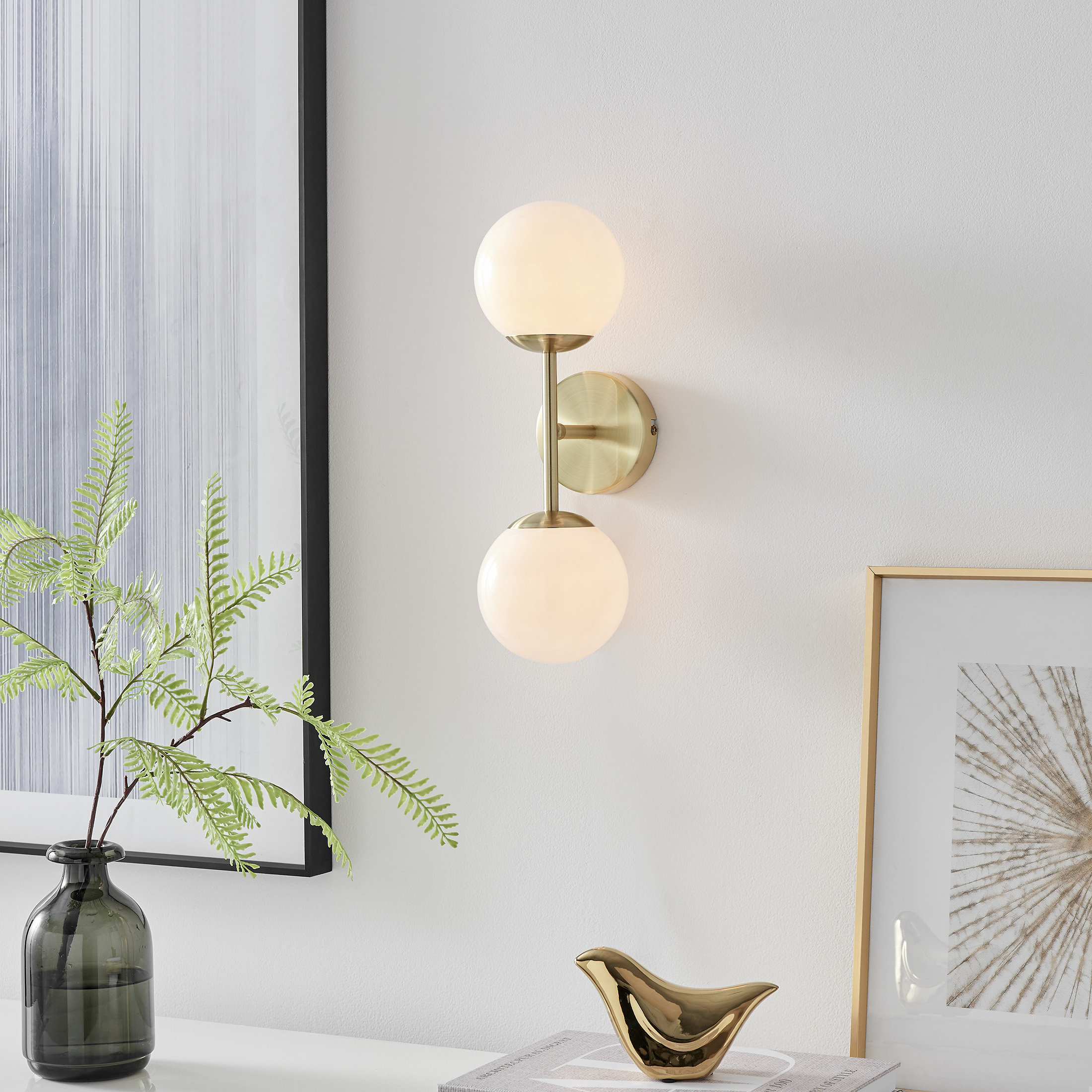 Fairmont Park Anjelyna Brass and Frosted Glass Wall Light - Classy Two ...
