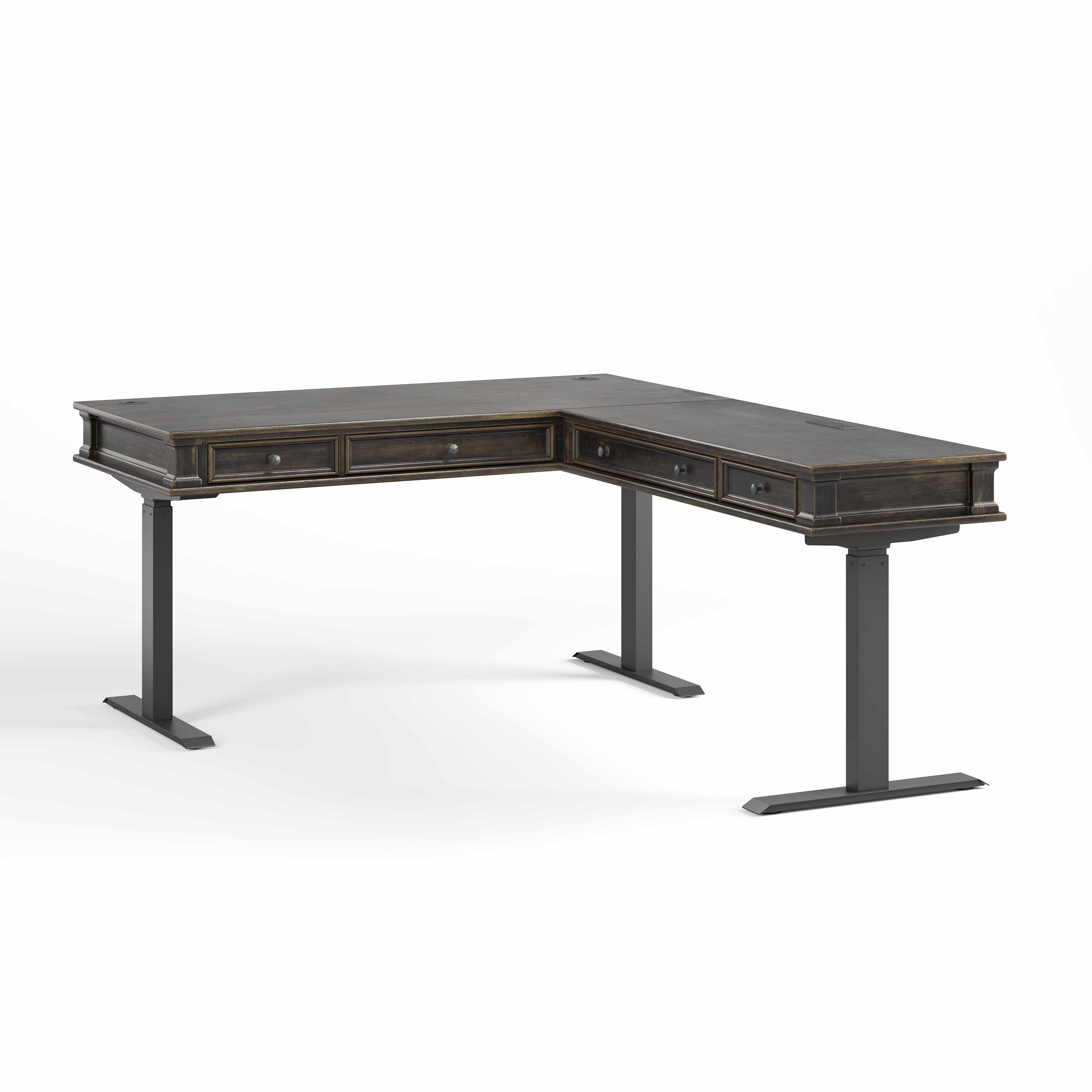 Inbox Zero Traditional Electric Sit/Stand L-Desk and Return, Height ...