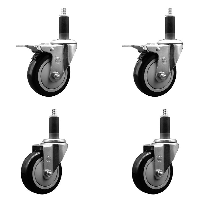 Service Caster Poly Swivel Expanding Stem Caster Set 2 Total Lock ...