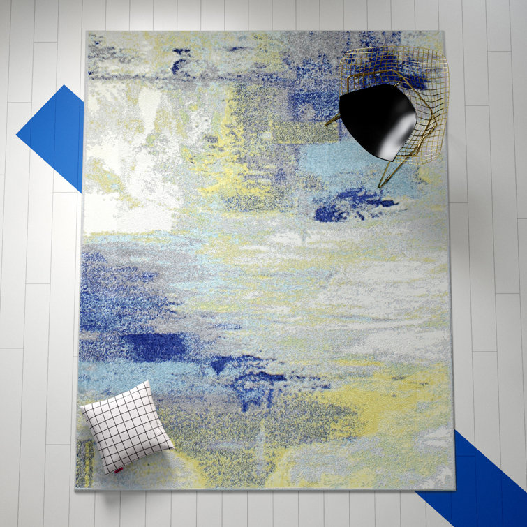 Hashtag Home Coughlin Abstract Yellow/Blue Area Rug & Reviews | Wayfair