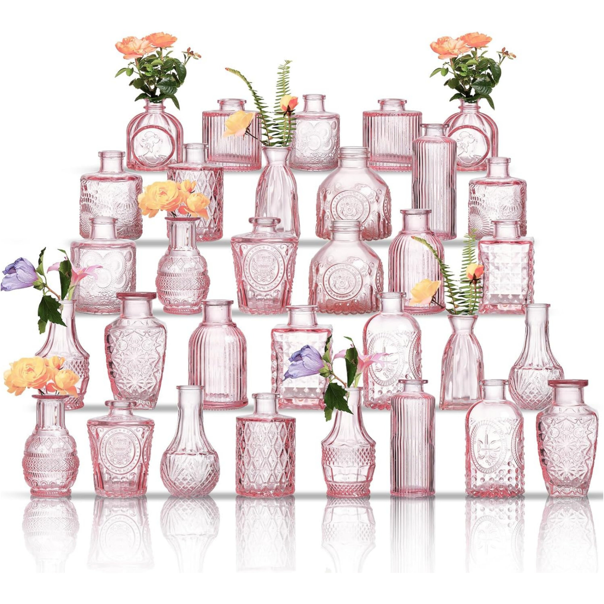 Dakota Fields Glass Bud Dontae Set Of 32 - Pink Assorted Small Mini ...