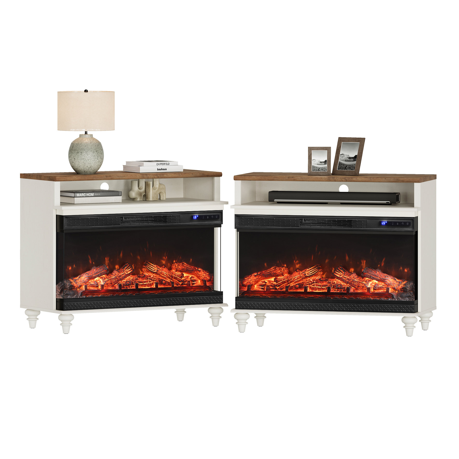 WAMPAT Set Of 2 Fireplace End Table Wooden Side Table For Living Room ...