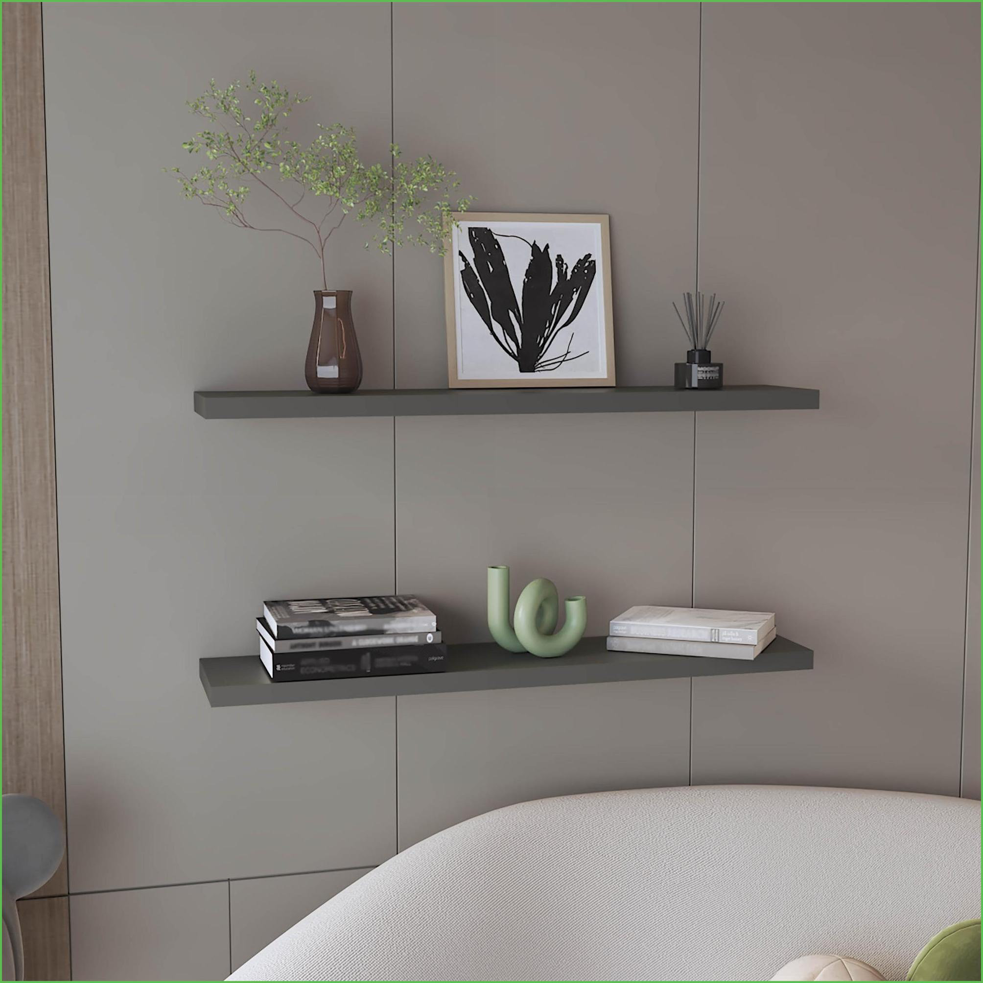 Latitude Run® Floating Shelf, Sleek Minimalist Matte Slate Gray 31.5 ...