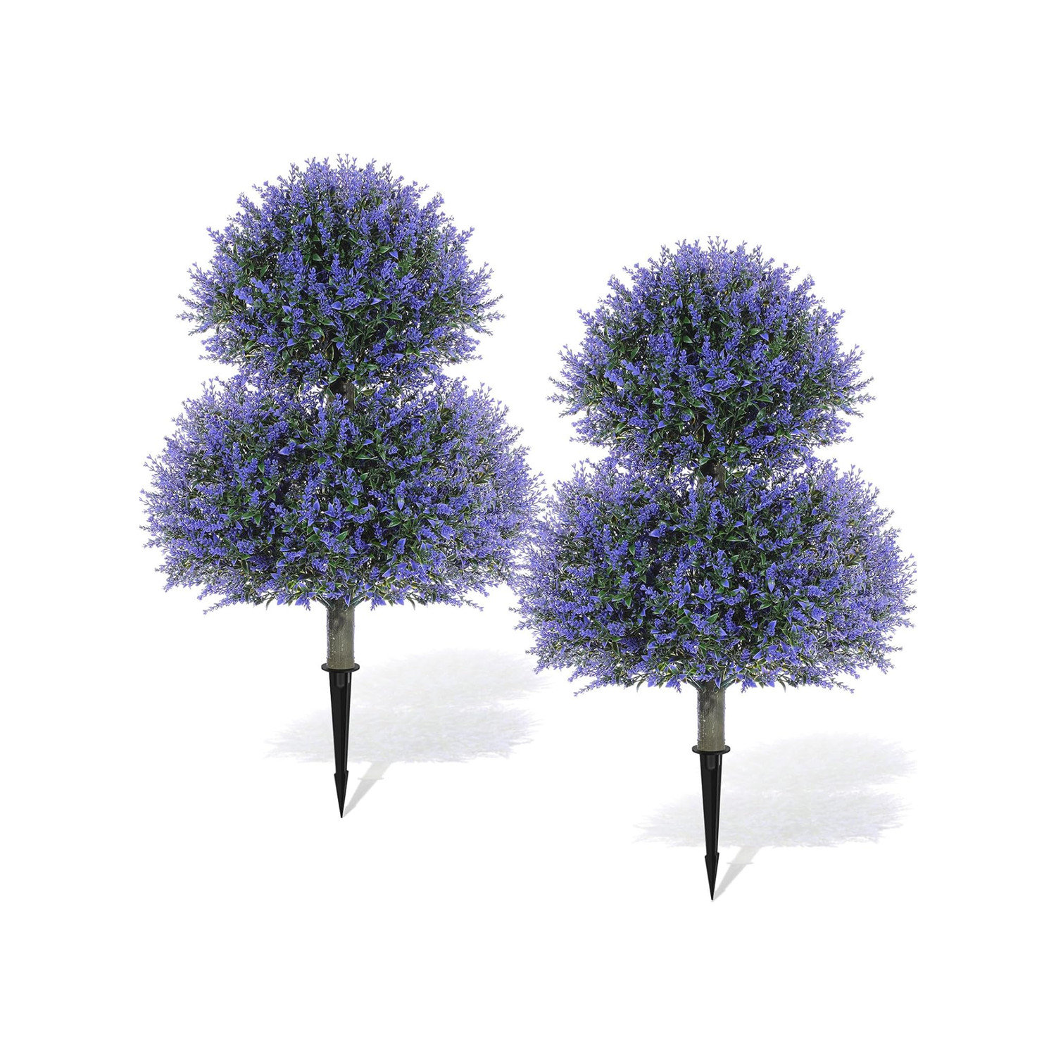 Red Barrel Studio® Set Of 2 Faux Lavender Topiaries Double Ball,With ...