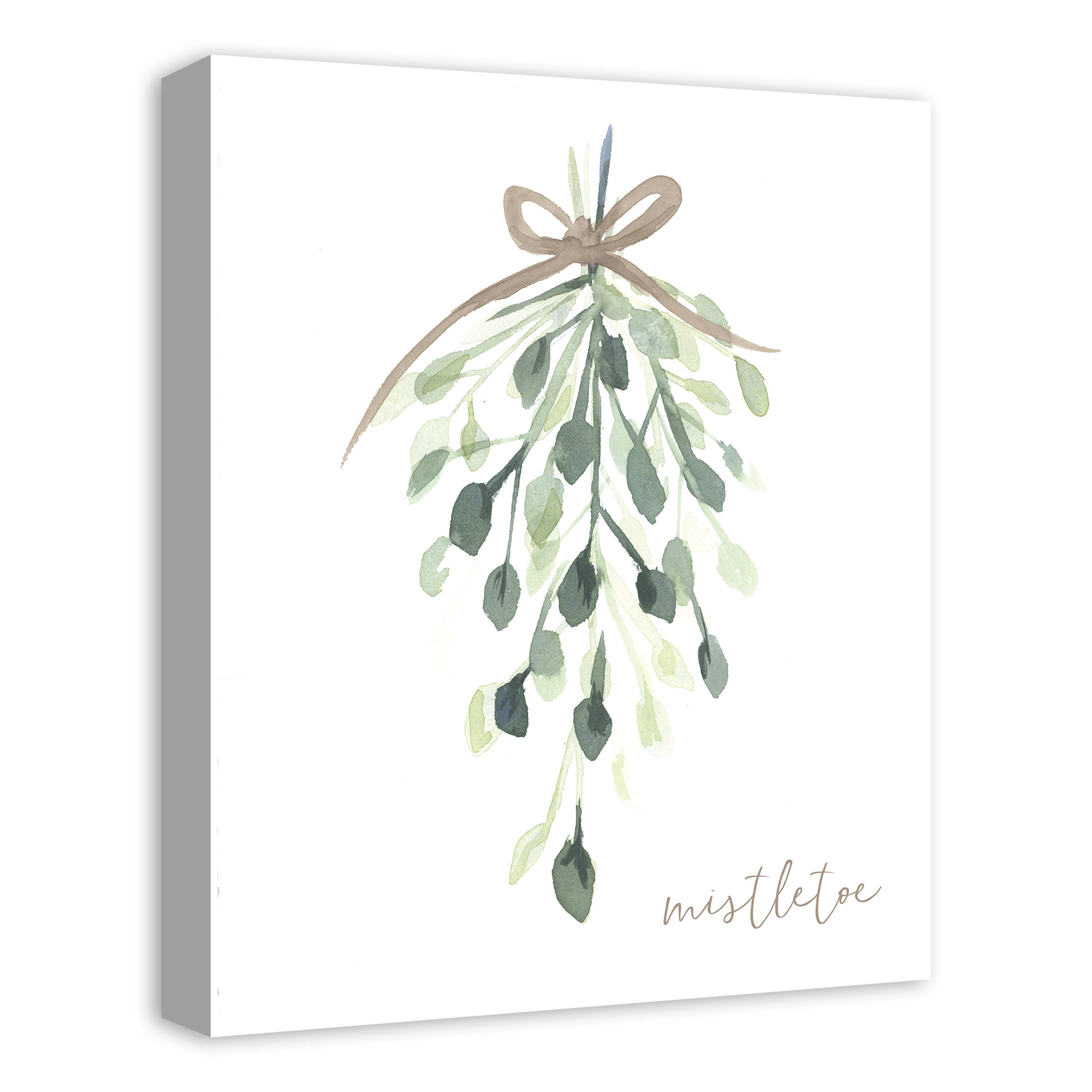 The Holiday Aisle® 'Watercolor Mistletoe' Graphic Art Print on Canvas ...