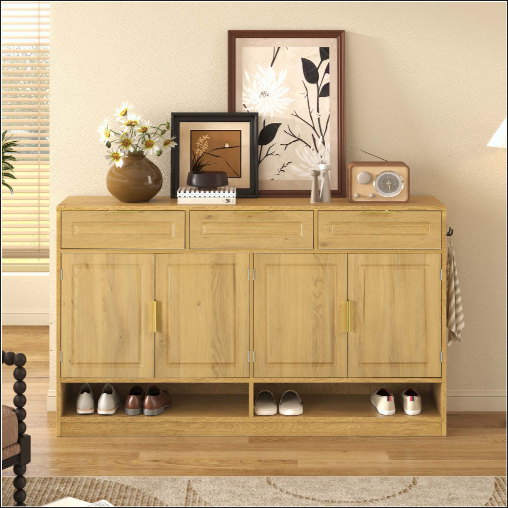 George Oliver Farmhouse Sideboard With 3 Drawers & 4 Doors,Multi ...