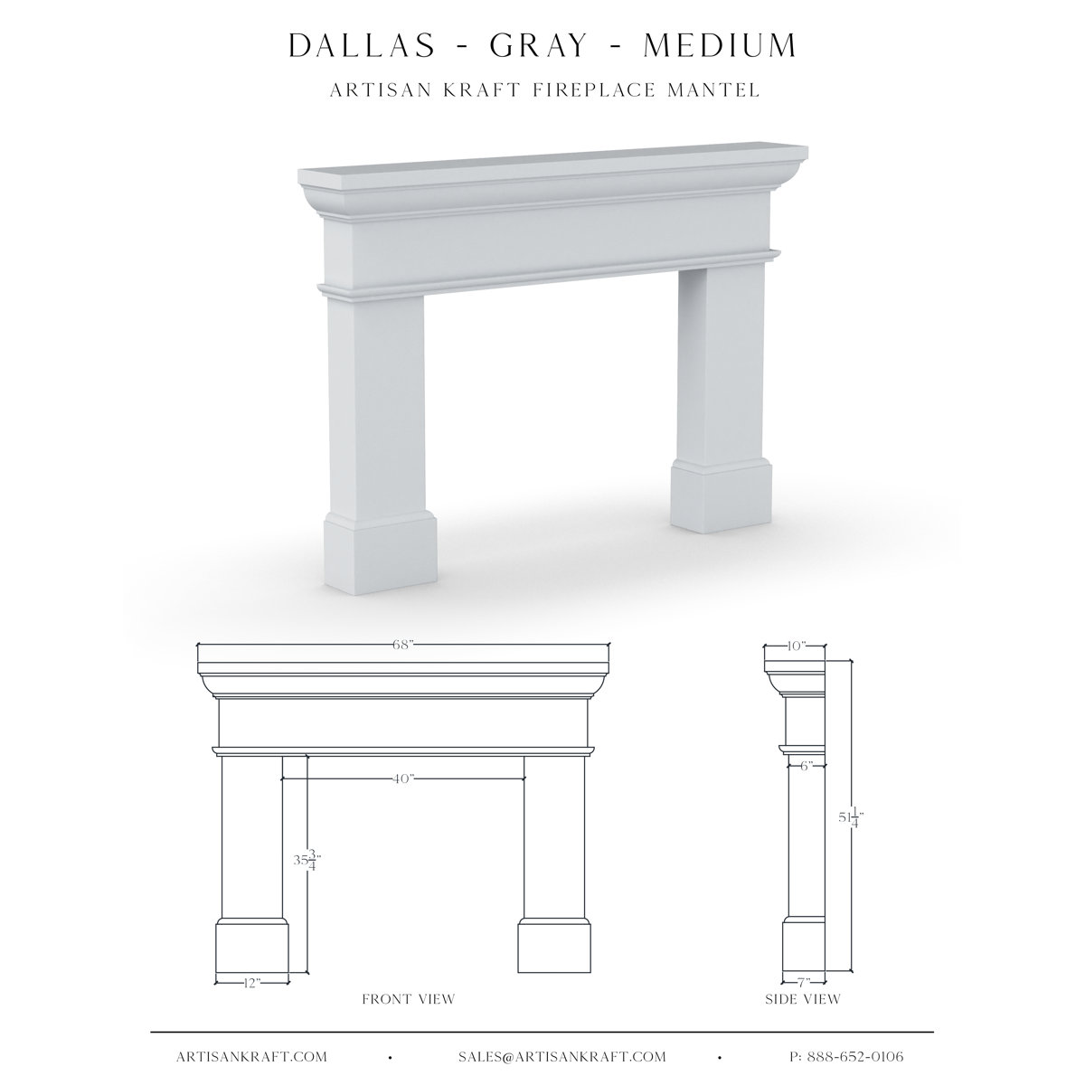 Artisan Kraft Dallas Cast Stone Fireplace Surround with Standard Hearth ...