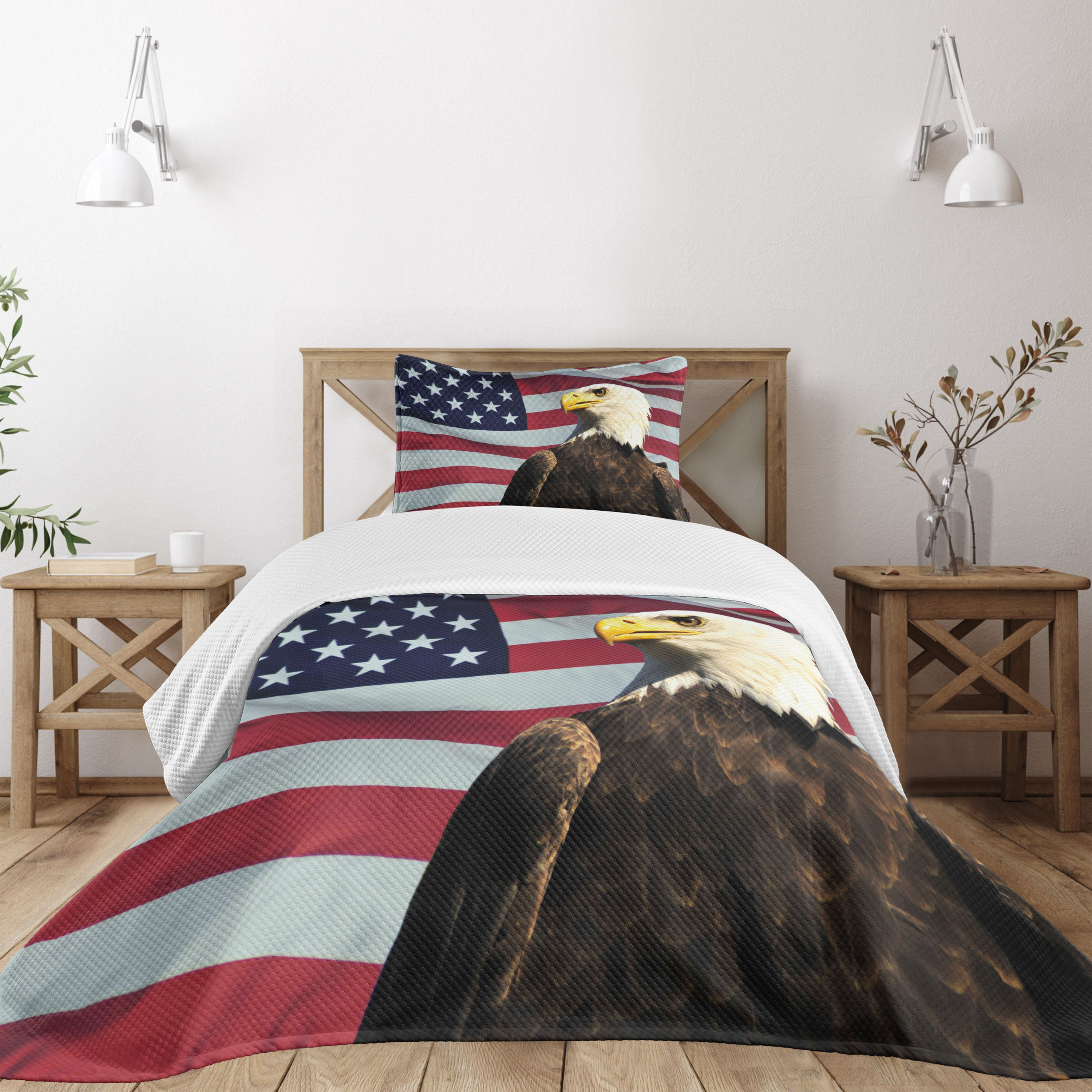 Ambesonne Eagle Bedspread US Flag Country Multicolor | Wayfair