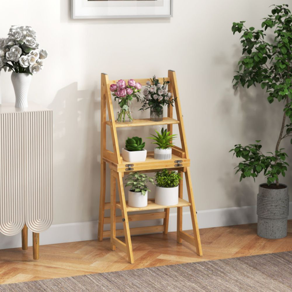Arlmont & Co. Multifunctional 3-In-1 Ladder Chair Display Plant Stand ...