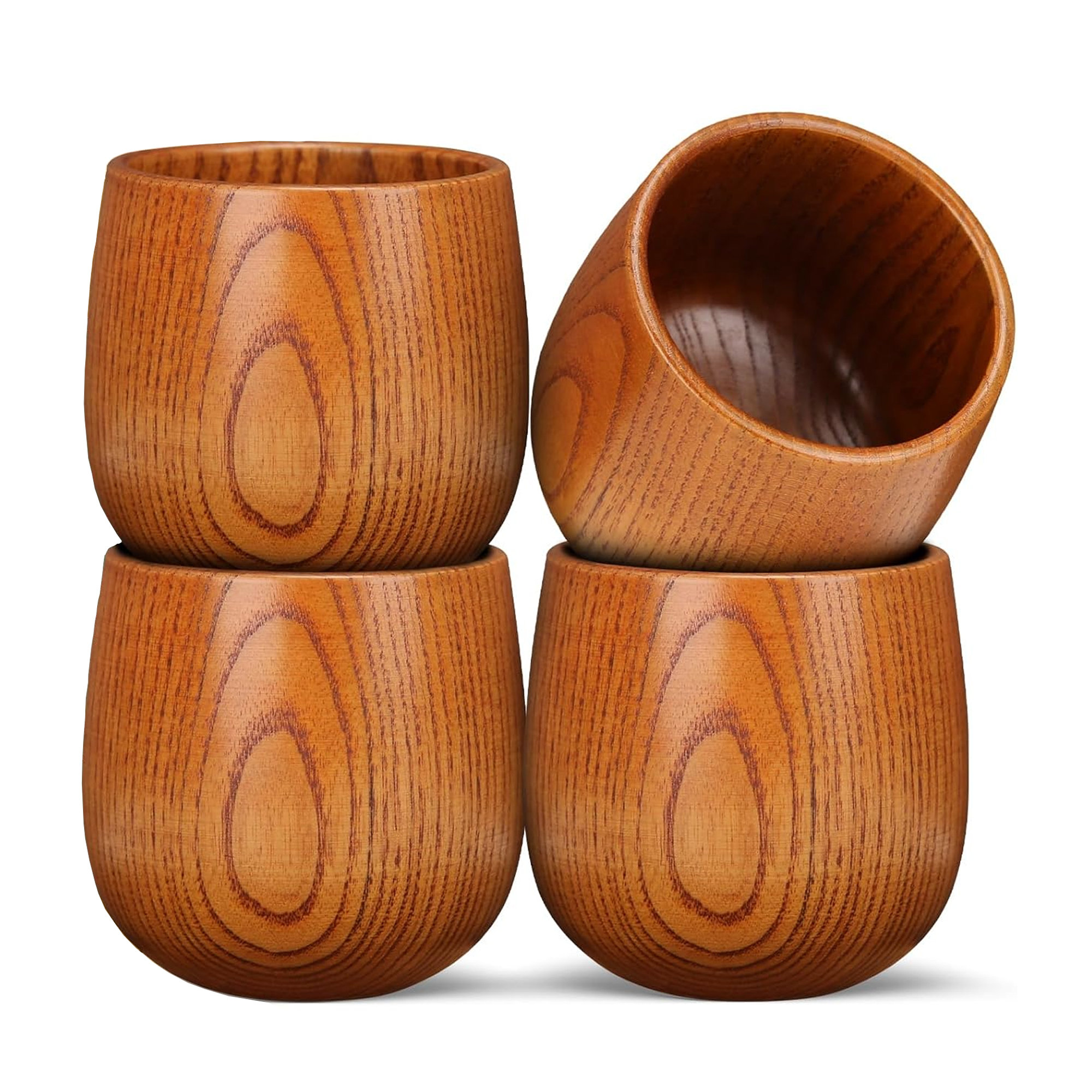 Foundry Select 4 Pcs Wooden Whiskey Glasses, Old Fashioned Bourbon Cups ...