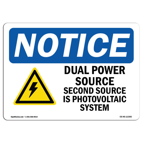 SignMission Dual Power Source Second Source Sign with Symbol | Wayfair