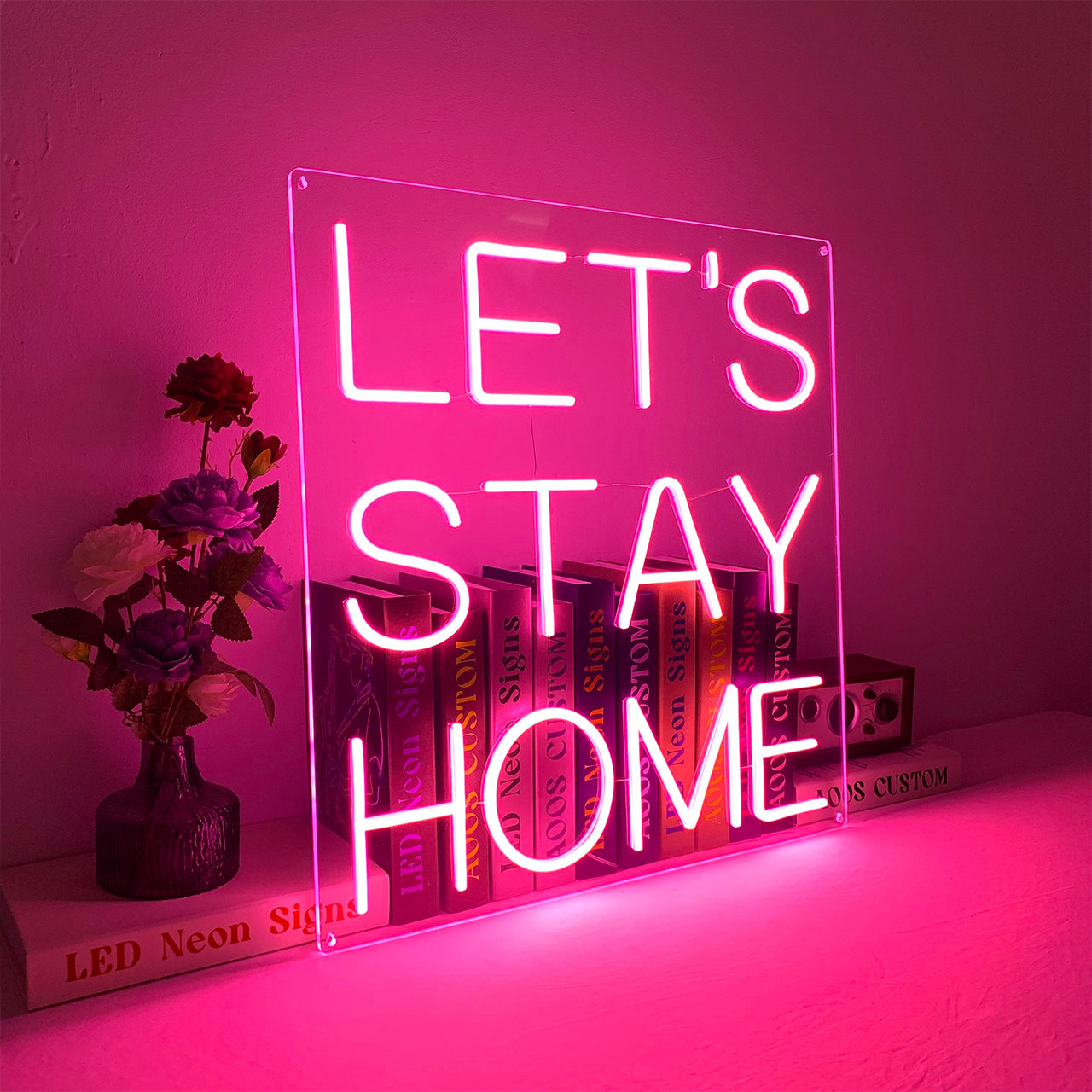 Trinx Let's Stay Home 22" Neon Sign | Wayfair