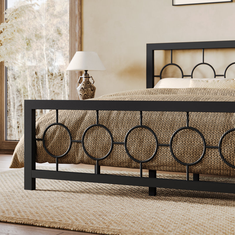 Latitude Run® Mauppin Metal Platform Bed With Vintage Circular Design ...