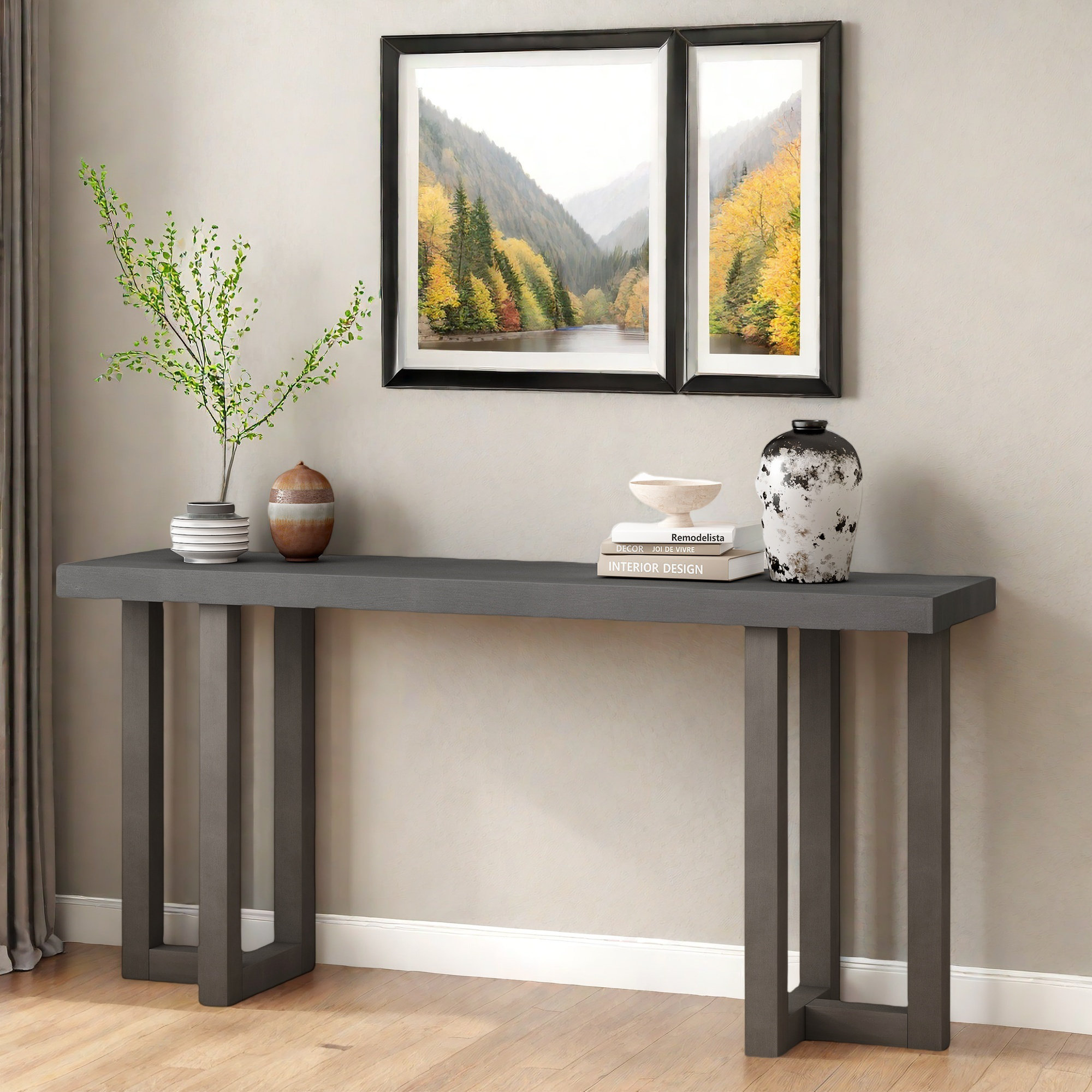 Latitude Run® Modern Console Table With Geometric Design And Wood Legs ...