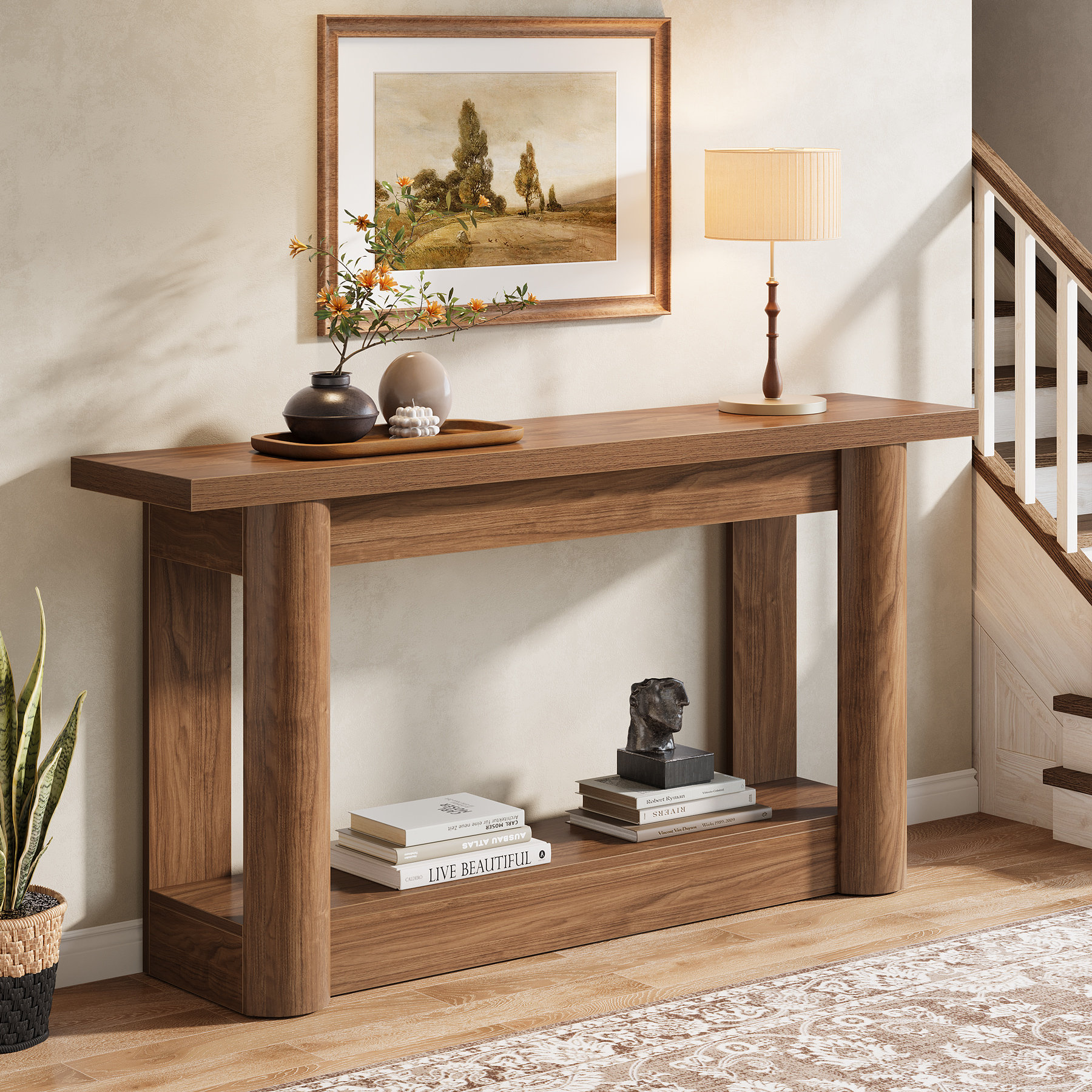 Millwood Pines 63-inch Farmhouse Entryway Console Table, 2-tier Narrow ...